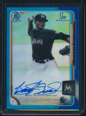 DOMINGO GERMAN AUTO 2015 Bowman Chrome Autograph BLUE REFRACTOR #/150 ...