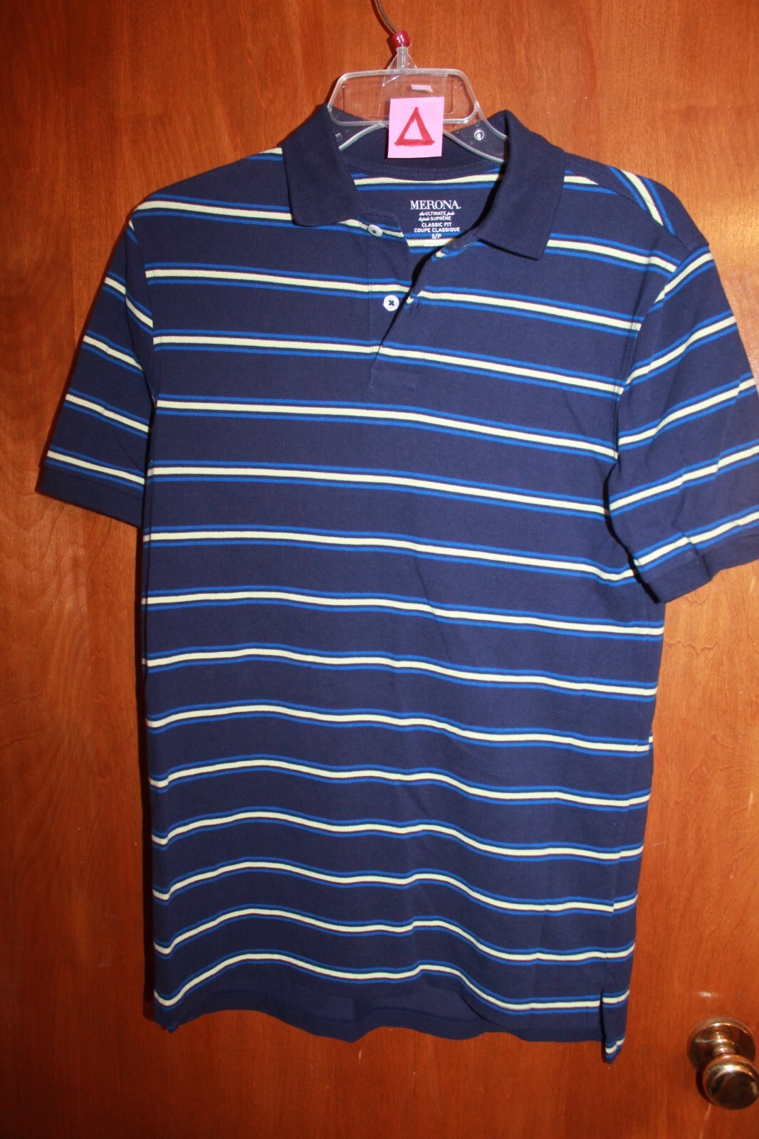MERONA Men's Small POLO SHIRT (blue stripe w/ short sleeves) EUC | eBay