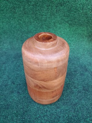 English Walnut Wood Vase 6".5"x4" Hand Turned # 2113 Sticker MCM | eBay