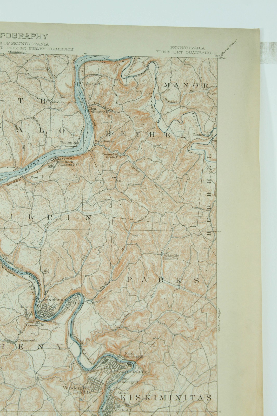 Freeport Quadrangle Pennsylvania Vintage US Interior Geological Survey ...