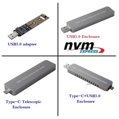 M.2 NVMe M-Key PCIe SSD to USB 3.1 Type-C 10Gbps Adapter External ...