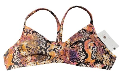 Shade & Shore Women's T Back Bralette Bikini Top - Pink Snake Print ...
