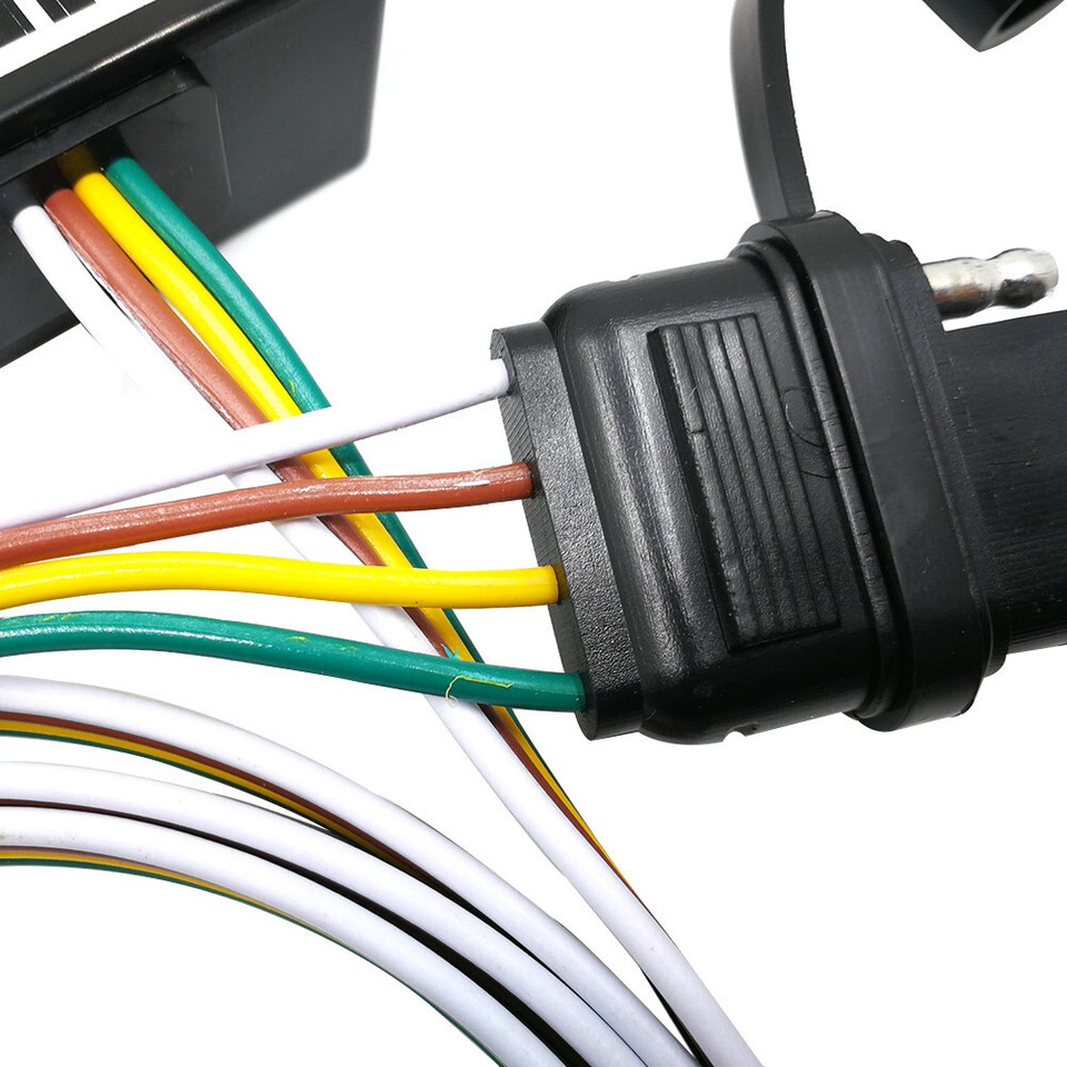 Powered 3 to 2 Wire Trailer Tail Light Converter with 4-Way Flat Wire ...