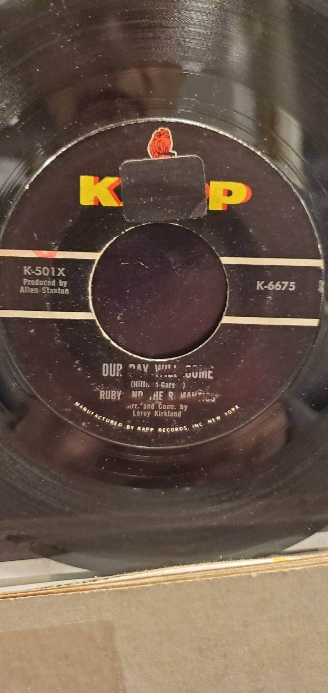 RUBY AND THE ROMANTICS 7" 45 RPM "Our Day Will Come" "Moonlight and ...