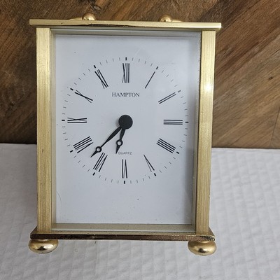 Hampton Quartz Vintage Gold Color Metal Tabletop Clock Made In Germany ...