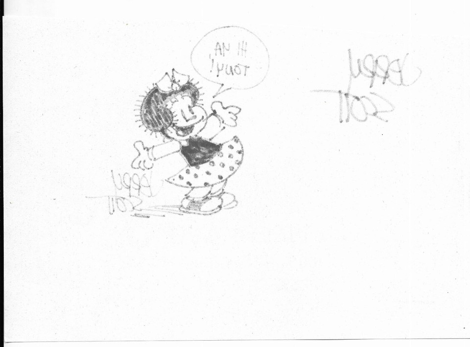 Jerry Scott HAND SIGNED & DRAWN Nancy sketch art AUTOGRAPHED CUT PAGE ...