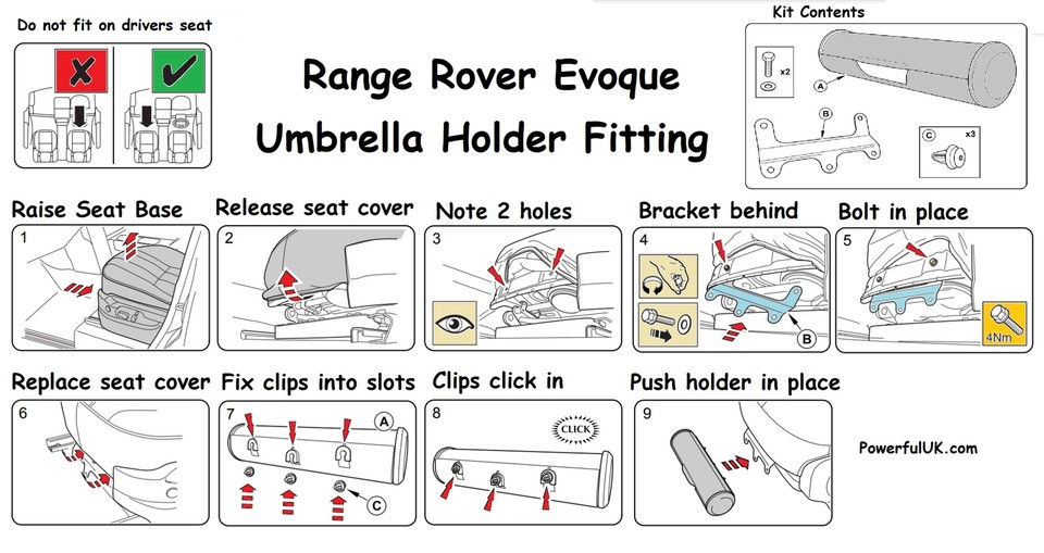 Genuine Umbrella Holder Range Rover Evoque 2011-18 accessory VPLVS0186 ...