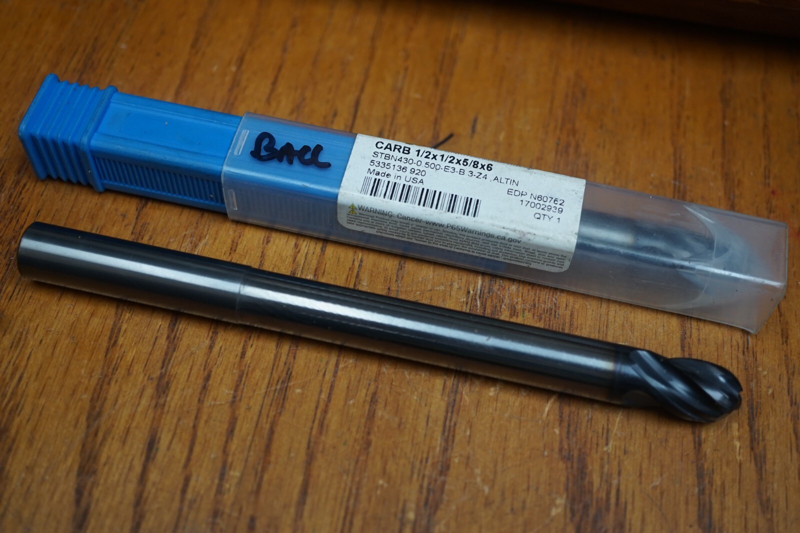 Niagara Solid Carbide 4 Flute Ball End Mill 1/2" x 1/2" x 5/8" x 6.0 ...