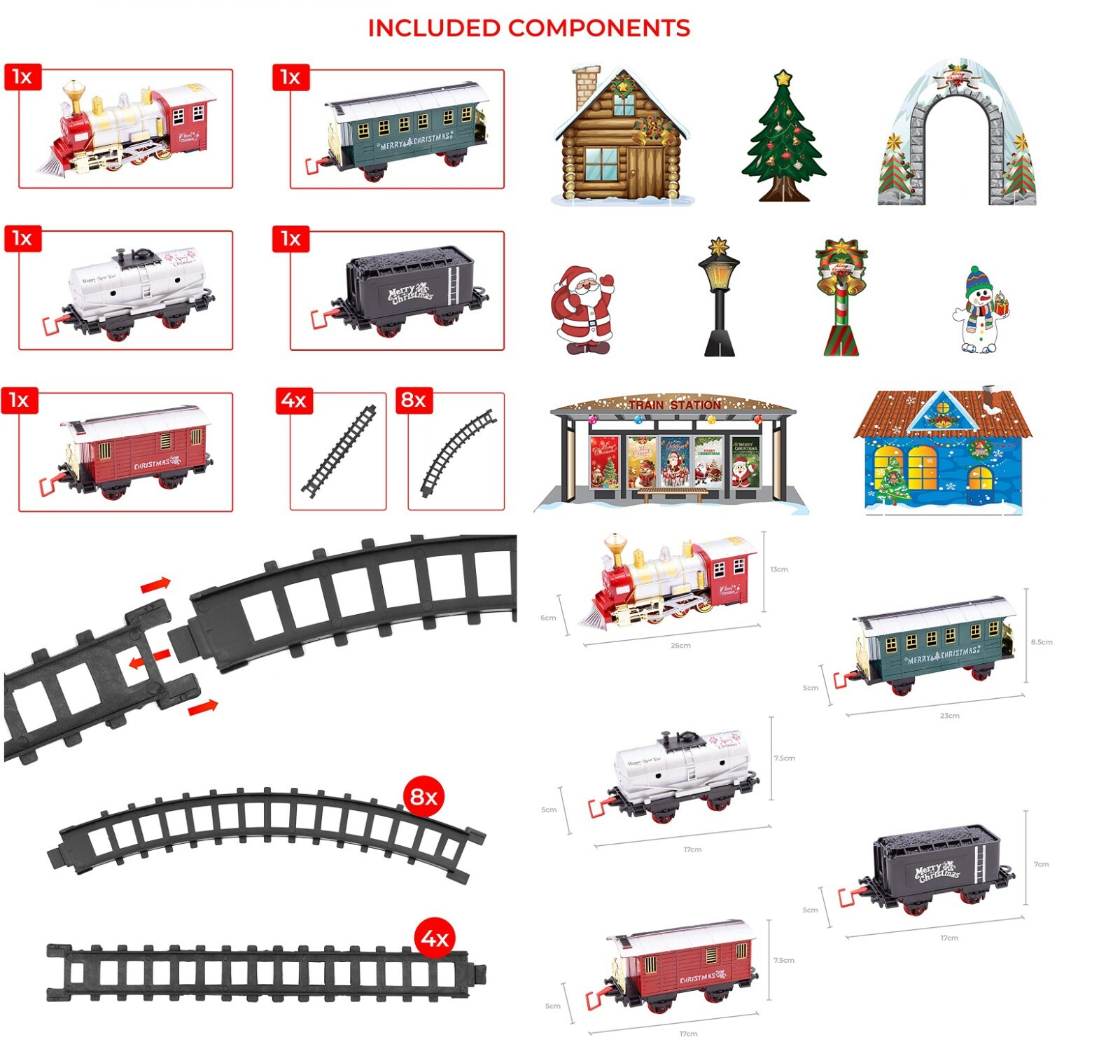 26 Pc Deluxe Santa Express Delivery Train Set Christmas Tree Sounds ...