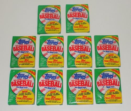 Lot of 10 Unopened 1990 Topps Baseball Card Wax Packs | eBay