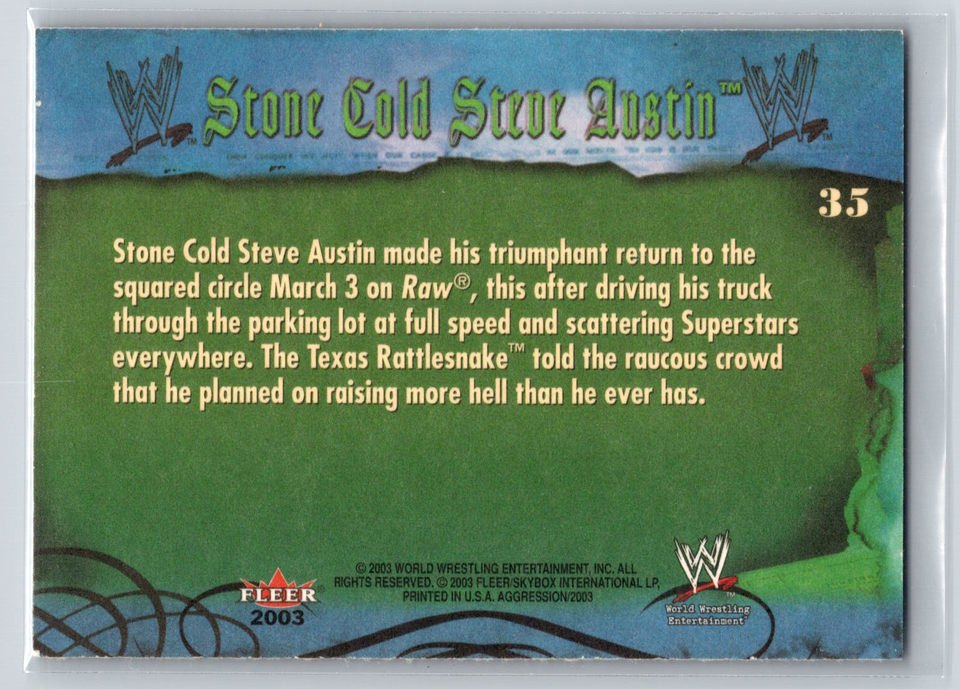 Stone Cold Steve Austin 2003 Fleer WWE Aggression Base Set Card #35 | eBay