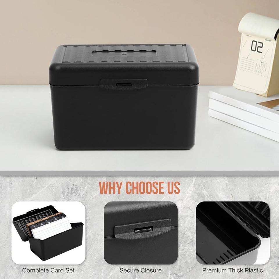 3inchx5inch Index Card Holder with Lock, Index Card Box Organizer ...