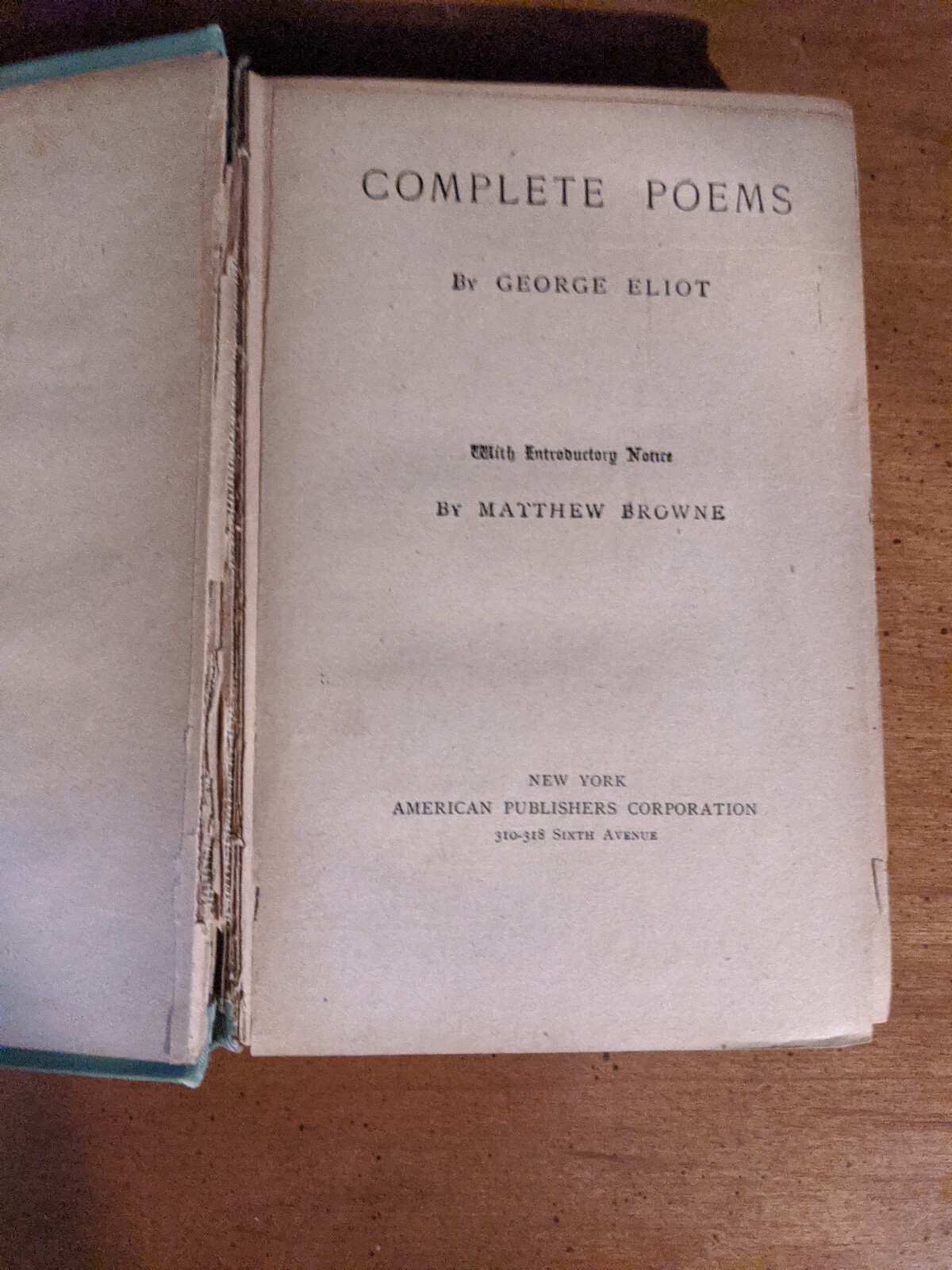 Complete Poems By George Eliots Early 1900s Book Old Odd Rare American ...