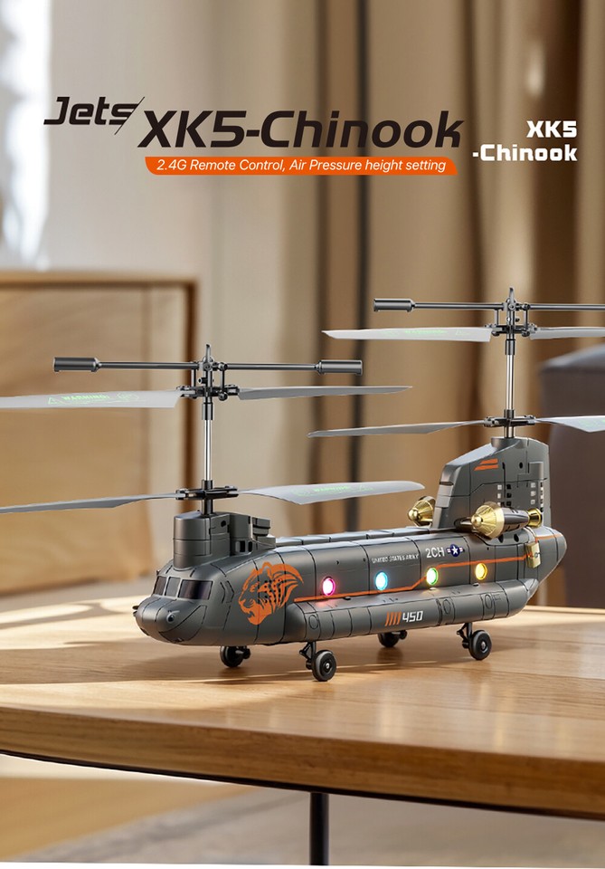 RC Helicopter XK5 Chinook 3.5CH 2.4G Smart Height Setting Remote ...