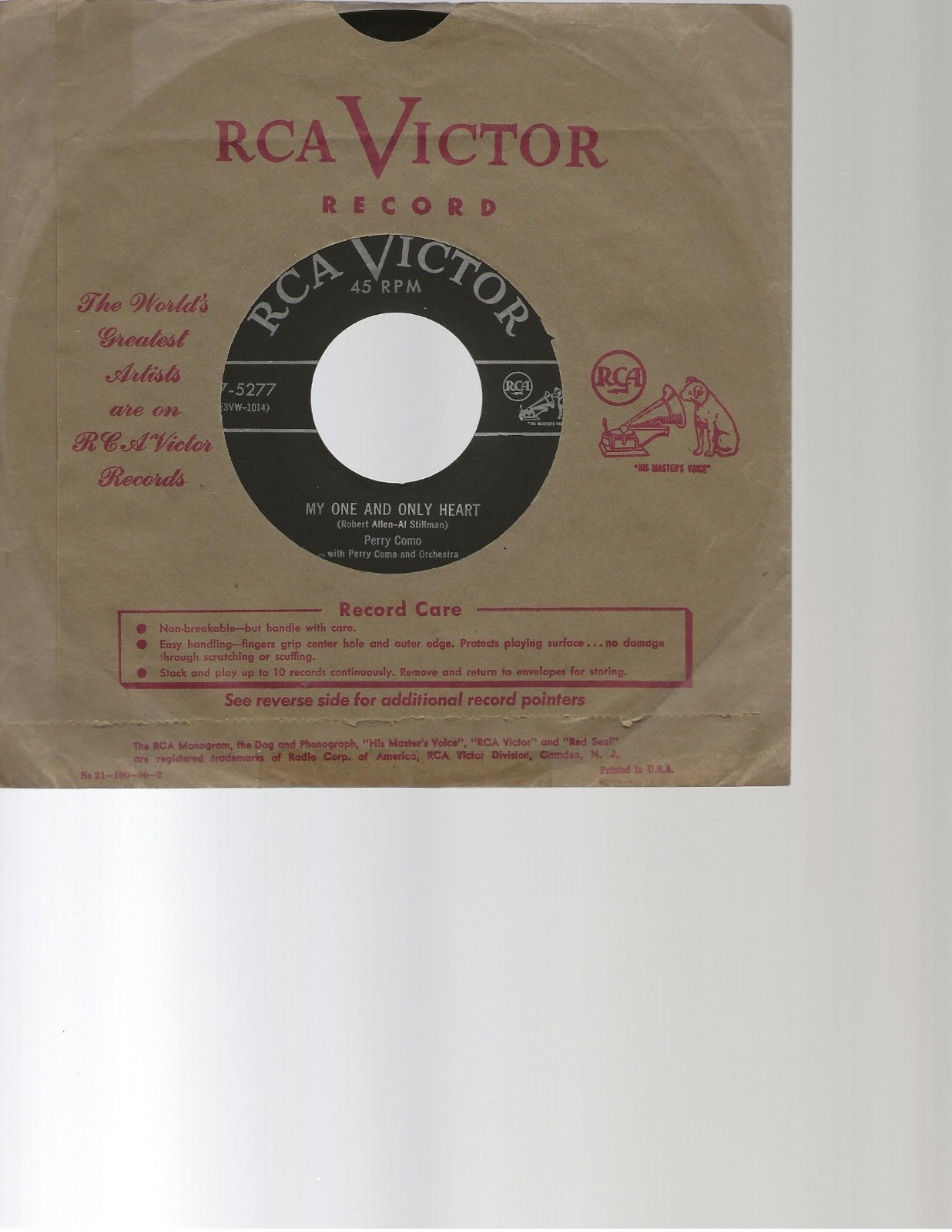 PERRY COMO & THE RAMBLERS - 45 - " SAY YOU'RE MINE AGAIN " STRONG VG+ ...