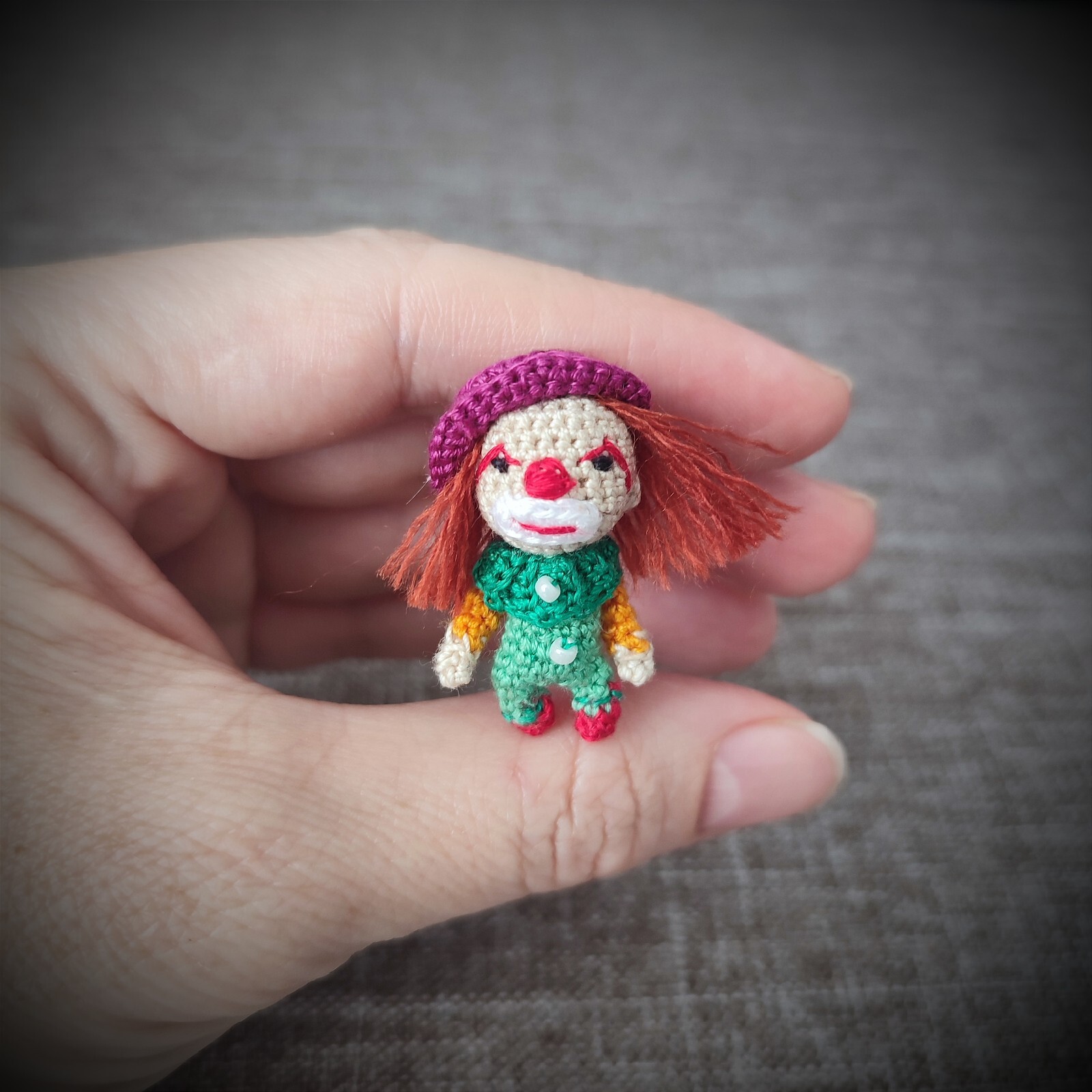 Dollhouse miniature clown crochet. Micro clown handmade. Miniature ...