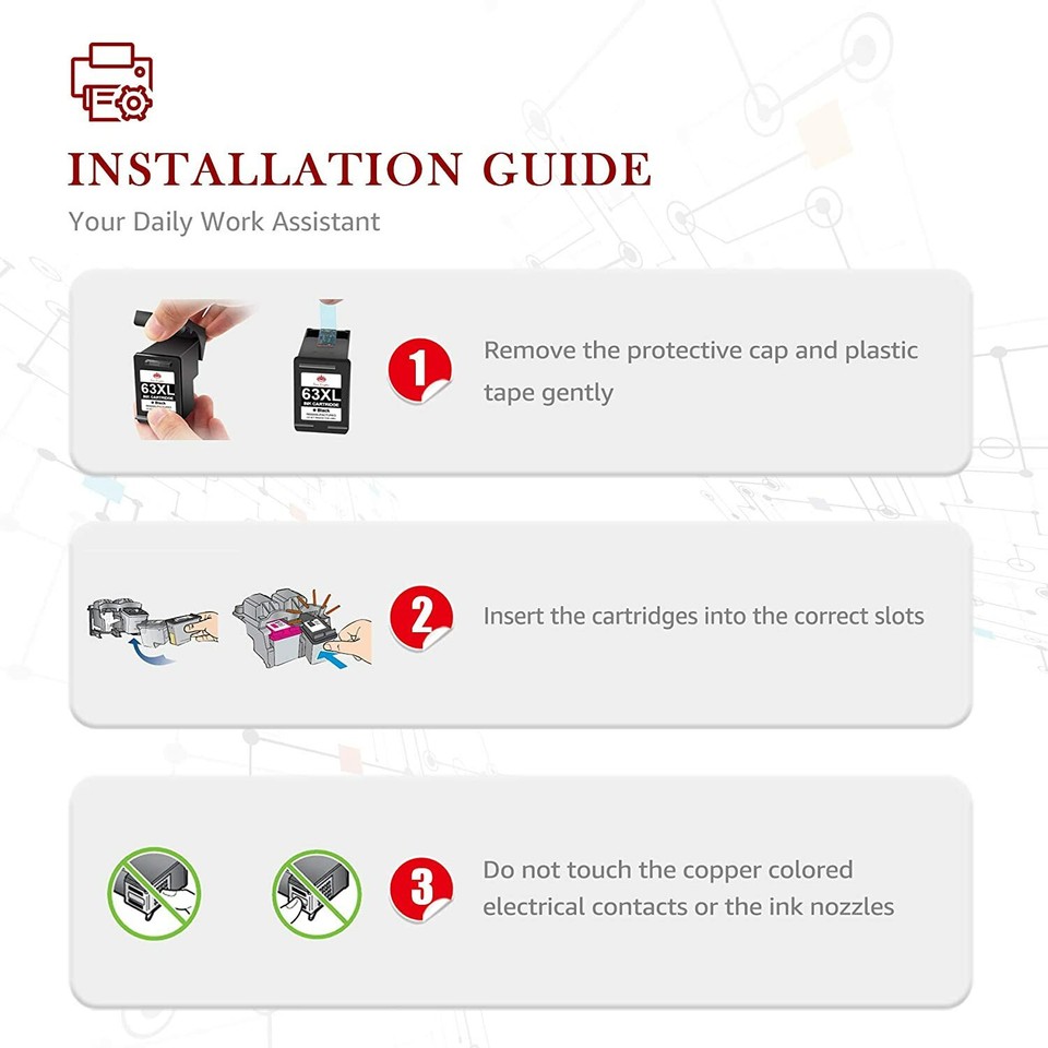 2x 63XL Black Ink Cartridge for HP Officejet 3830 4650 5258 5255 5252 ...