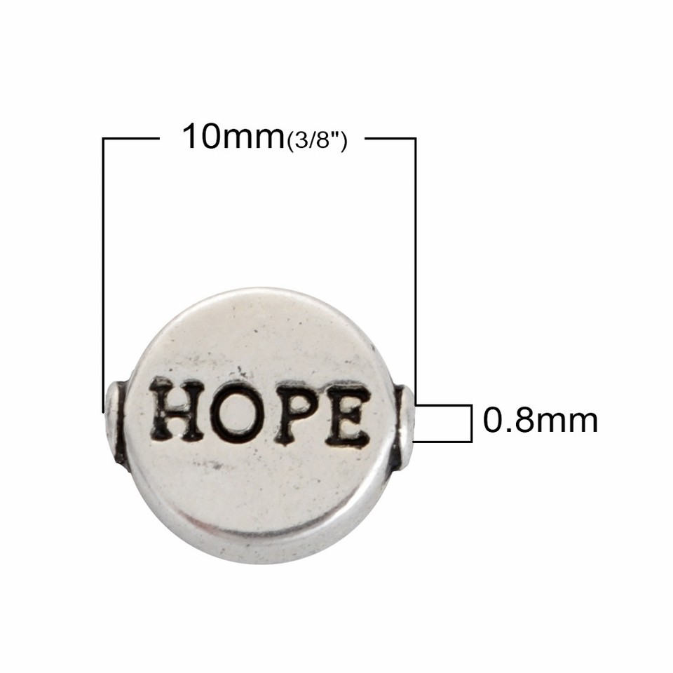 Hope Beads - 10mm Antiqued Silver Plated Spacer Beads B6127 - 10, 20 Or ...