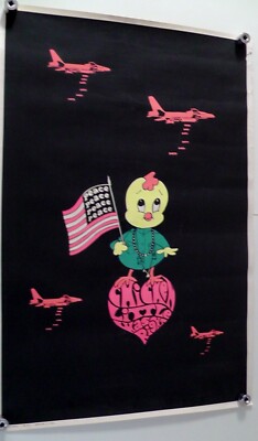 RARE 1966 Vietnam Protest Black Light Poster Chicken Little Was Right ...