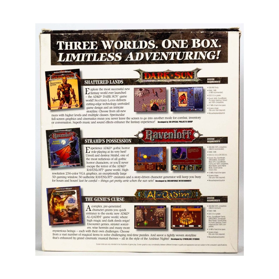 D&D Computer Game Three Worlds of Advanced Dungeons & Dragons VG+/EX ...