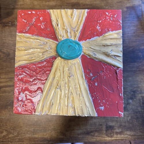 Handmade Prayer Box. Cross. Green & Orange. 8x8x6.5 Inches. Wooden. | eBay