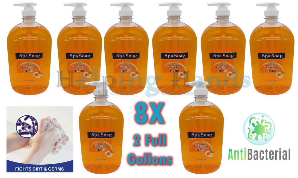 8 LARGE ANTIBACTERIAL Liquid Soap W/ Pump Refill 32oz ea = 2 Gallons ...