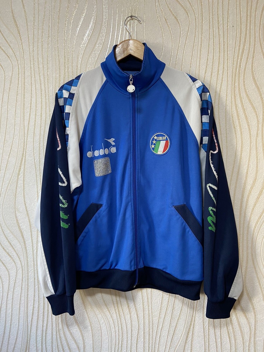 ITALY FOOTBALL SOCCER ZIP TRACK TOP JACKET DIADORA VINTAGE ITALY FOOTBALL SOCCER ZIP TRACK TOP JACKET DIADORA VINTAGE
