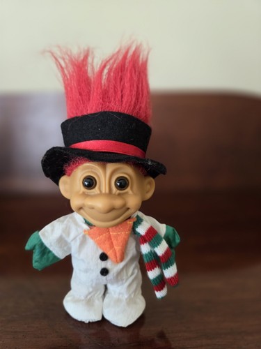 Russ Troll Doll Christmas Snowman Outfit Carrot Nose Hat Scarf 5" Red ...