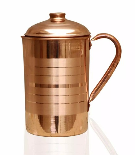 Pure Copper Smooth Water Jug/Copper Pitcher for Ayurveda Health Benefit ...