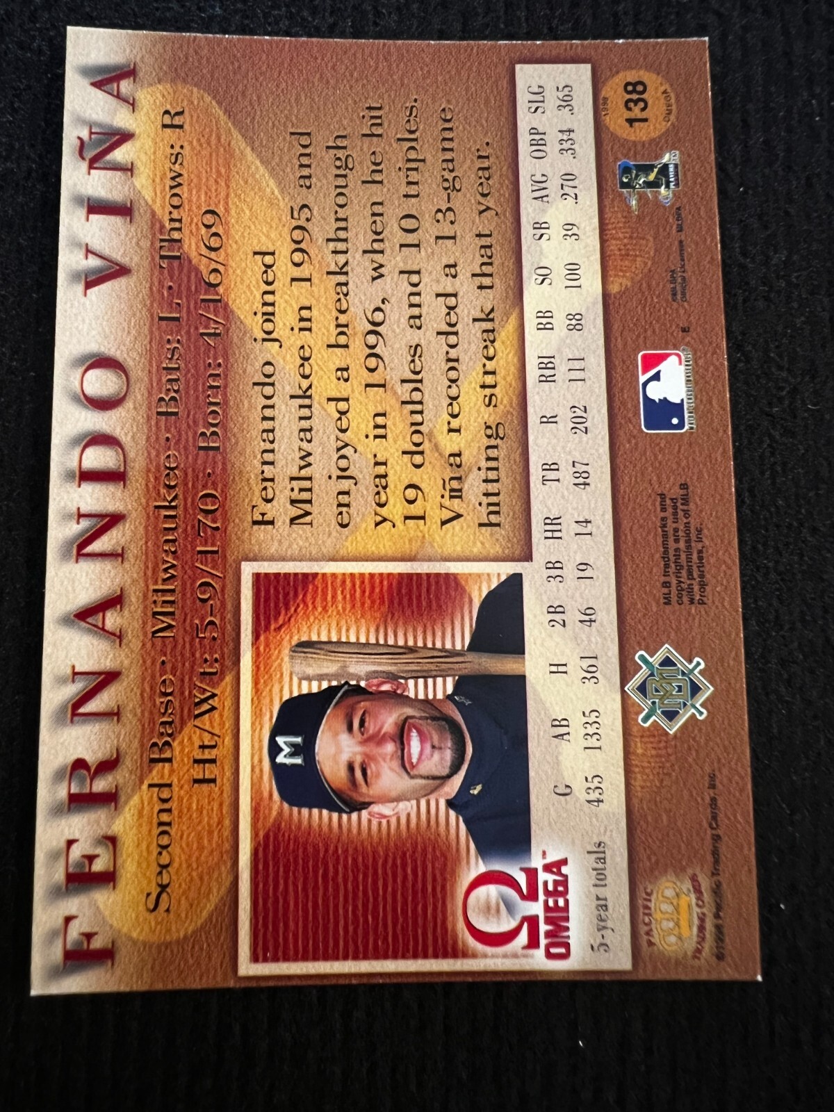 1998 Pacific Omega - #138 Fernando Vina for sale online | eBay