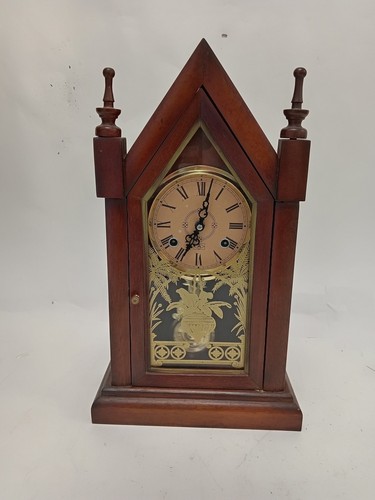 Vintage Wooden Mantel Clock with Pendulum and Keys | eBay UK