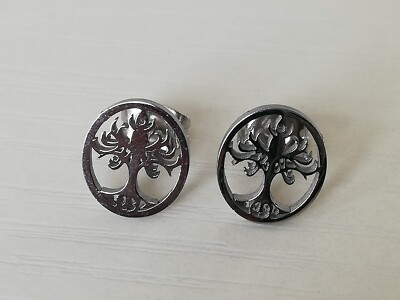 Titanium 316L Stainless Steel Tree of Life Biker Stud Earrings New. | eBay