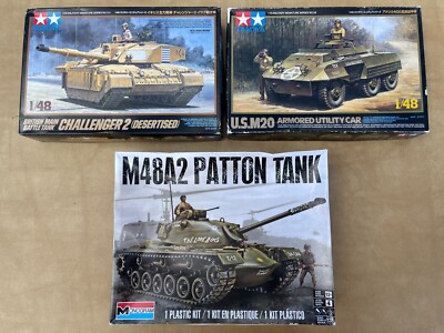 3 NEW Model Tank Kit MONOGRAM M48A2 Patton, TAMIYA Challenger 2, U.S ...