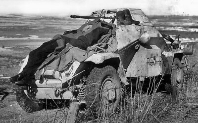WW2 WWII Photo German Soldier Sleeping On Sd. Kfz. 222 Armored Car ...