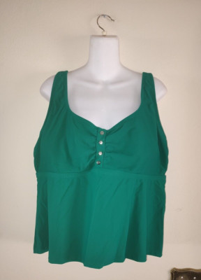 Pre owned Women Time Tru Emerald Green Swim Top Size 2X 20W - 22W | eBay