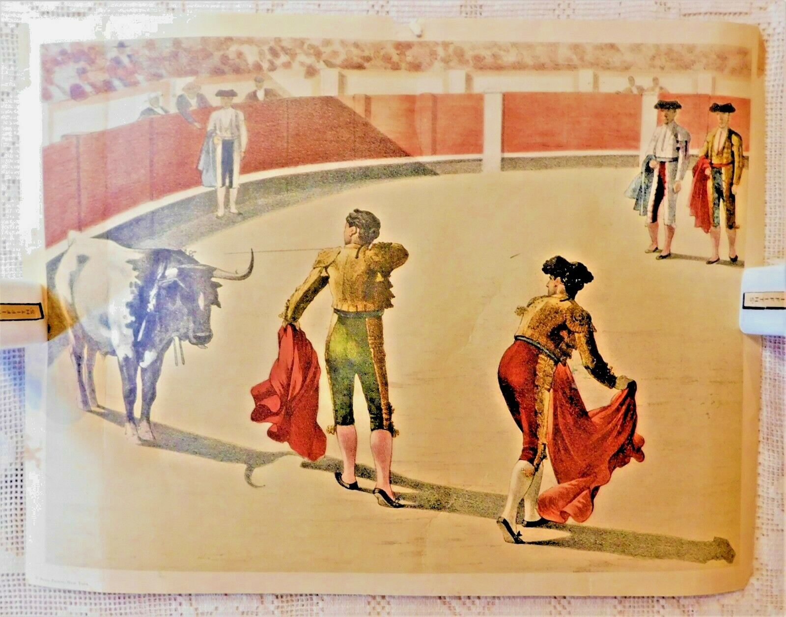 VINTAGE UNFRAMED PENN PRINTS NEW YORK BULLFIGHTING SCENE LITHOGRAPH ...