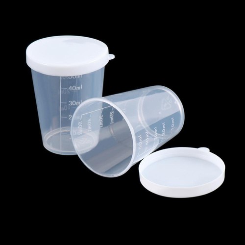 Laboratory 50ml Plastic Calibration Container with Lid Measuring Cups ...
