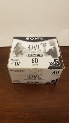 Sony DVC Premium DV 60 LP 90 Premium Cassette Tape Sealed Lot of 5 W/OG ...