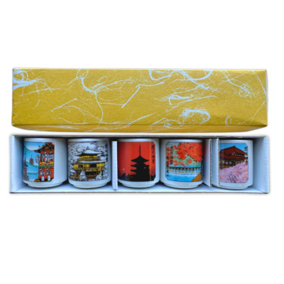 Japanese Sake Shot Glasses Set Of 5 Made In Japan Featuring Mini ...