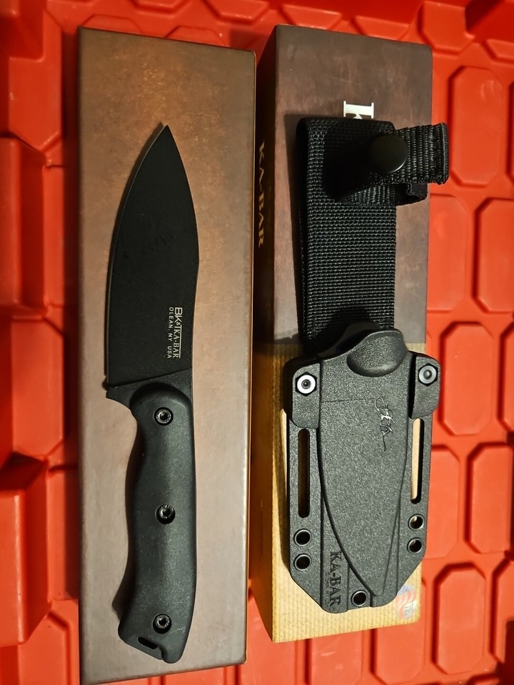 Ka-Bar BK19 Becker Nessmuk 1095 Black Steel Fixed Blade Knife SHARP | eBay