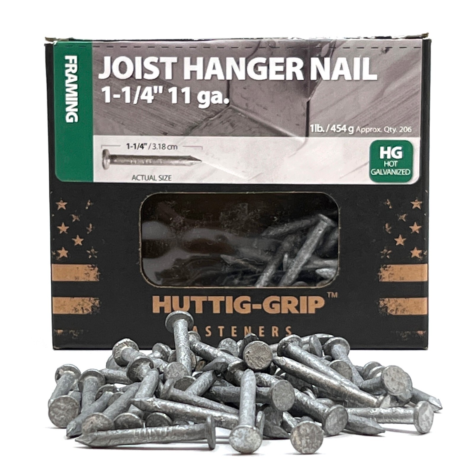 140 pcs Huttig-Grip 1-1/4 in Joist Hanger Nails, Hot Galvanized, 11 ...