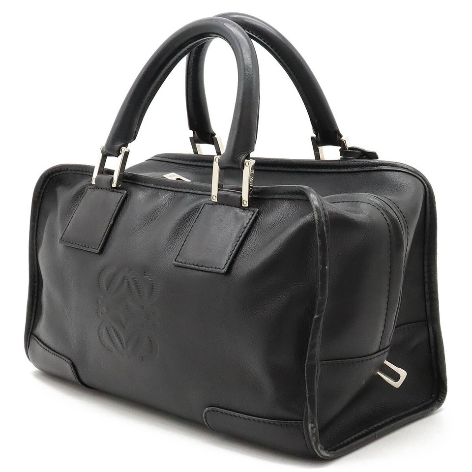 LOEWE Amazona 28 Anagram Handbag Mini Boston Bag Leather Black Black | eBay