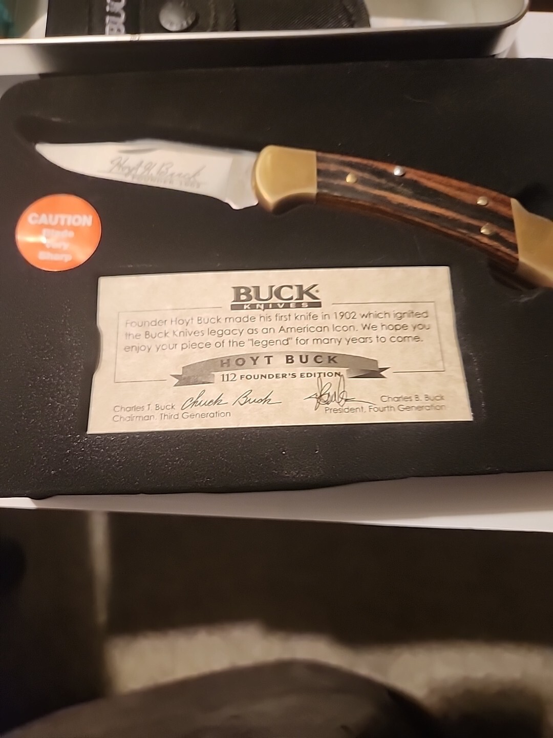 Hoyt Buck 112 Single 1 Blade Founder's Edition POCKET KNIFE w/sheath in ...