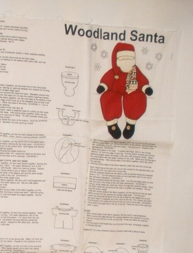 Cranston VIP WOODLAND SANTA DOLL Soft Sculpture Cut & Sew Fabric Panel ...