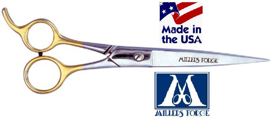 MILLERS FORGE 8 1/4" Filipino 88 STRAIGHT SHEAR Scissor*Gold Handle Pet ...