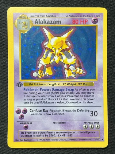 Alakazam 1/102 1st Edition Pokemon Base Set Holo Rare English ...