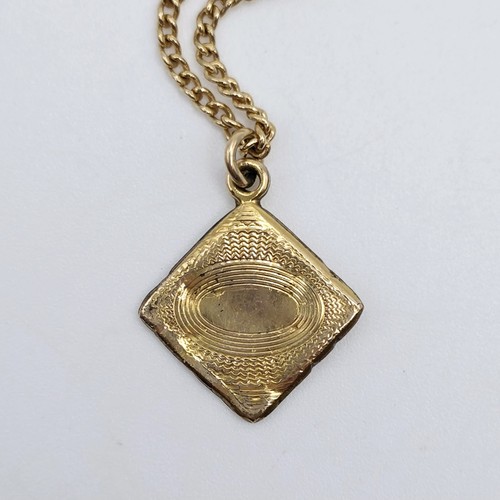 Antique Vintage Gold Filled Square Pendant Necklace Charm Victorian Art ...