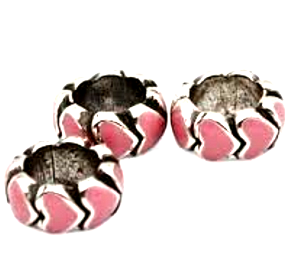 7 x Brighton Spacer Bead Silver plated HEARTS PINK + Gift Bag US $25.00 ...