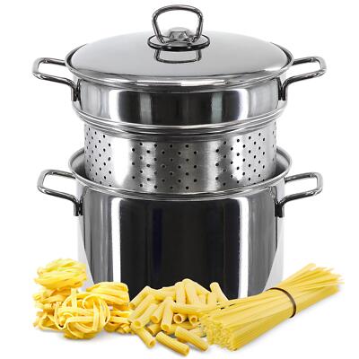 Stainless Steel Spaghetti Pasta Pot Pan Set Stockpot Strainer Induction ...