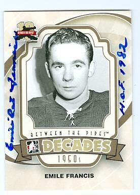 Emile Francis autographed hockey card 2012 In The Game #116 Cat HOF ...